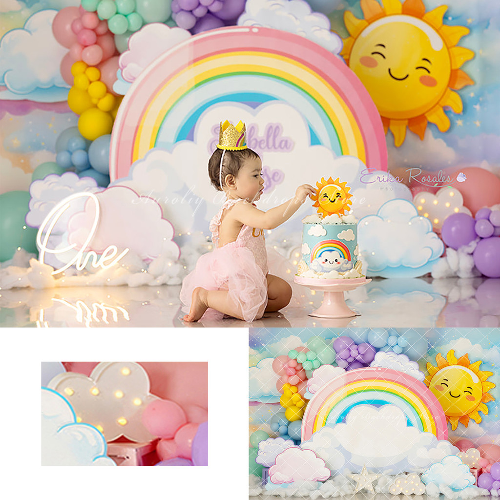 Sunshine Rainbows Backgrounds Cake Smash Kids Adult Photography Props ...
