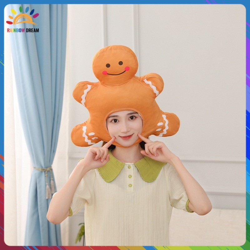 Gingerbread Man Headgear Hat Plush Hood Photo Props Cartoon Headgear ...