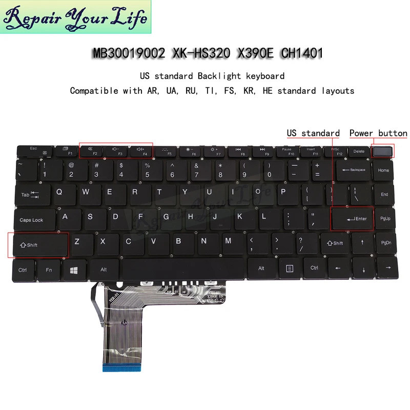 Contact Customer Service US RU Backlit Keyboard for Chuwi GemiBook Pro ...