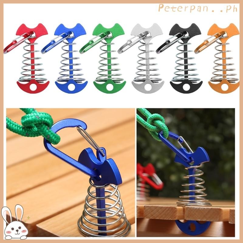 PP 10Pcs Fishbone Deck Anchors Peg with Spring Buckles Tent Peg for ...
