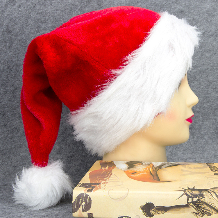 Christmas Santa Hat Xmas Long Plush Holiday Red Hat For Adults And Kids ...