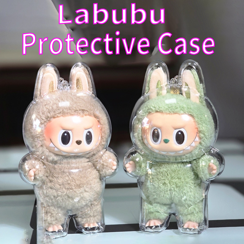 Labubu V2 Protective Acrylic Case, MACARON /Transparent Portable Cable ...