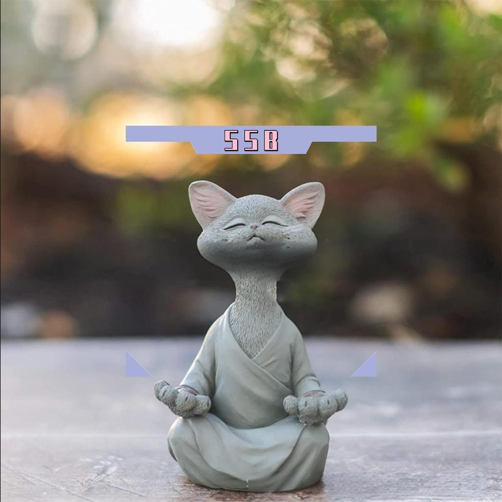 Whimsical Black Cat Buddha Figurine Zen Yoga Cat Resin Sculpture ...