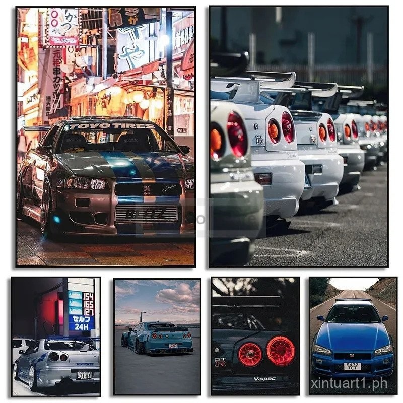 Modern Sports Car Nissan GTR R34 Tail Light Car Body Poster and Prints ...