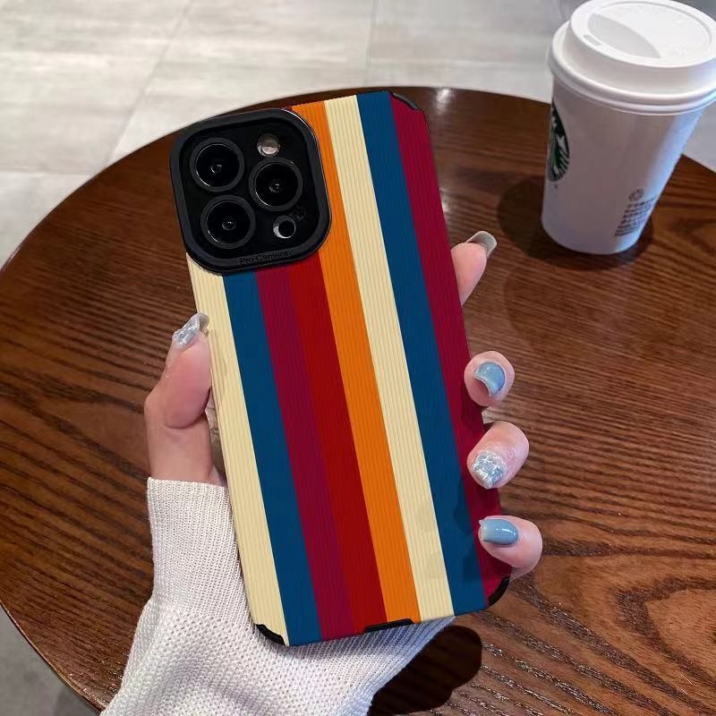 Vertical Stripes Rainbow Compatible iPhone15pro/13/12/11Striped Drop ...