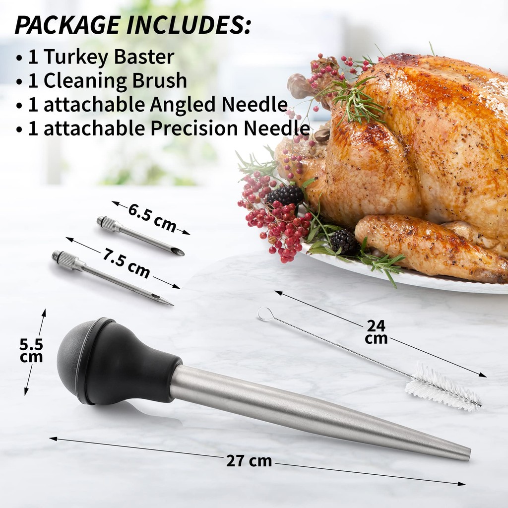 Kitchen Stainless Steel Turkey Baster For Cooking- Food Grade Metal ...