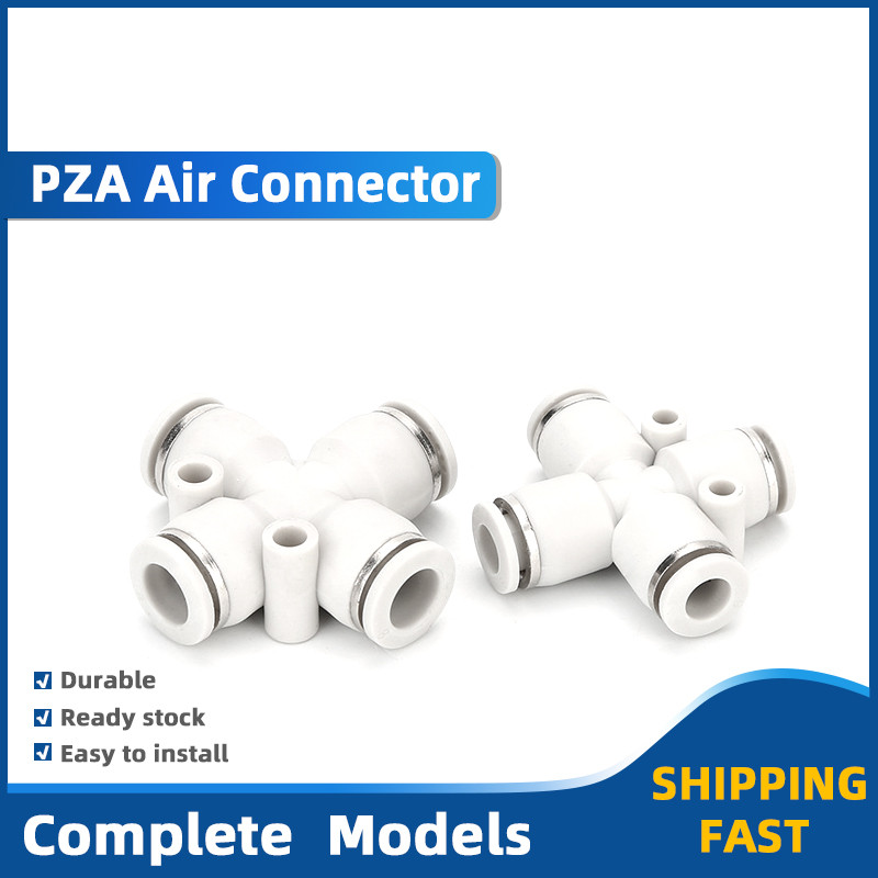 Air Pneumatic Fitting 4 Way 4mm 6mm 8mm 10mm 12mm OD HoseTube Slip-Lock ...
