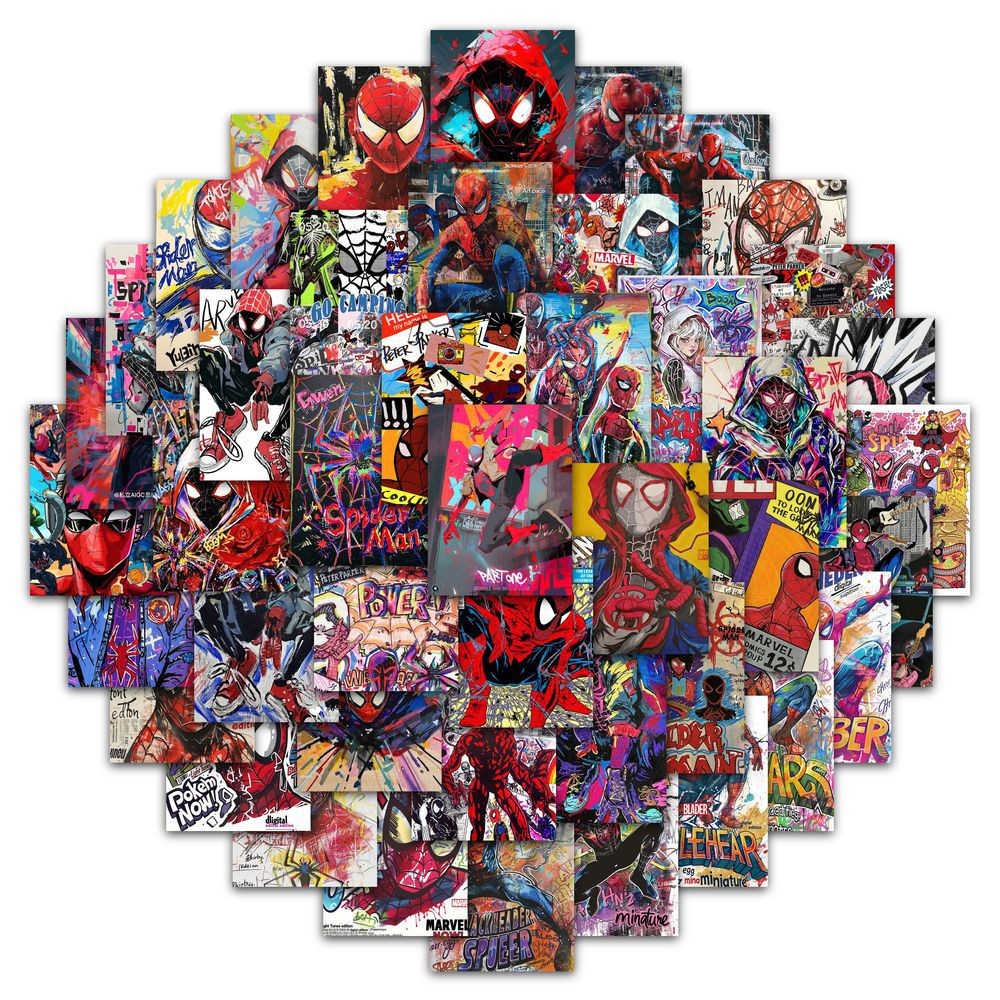 63PC Spider Graffiti Sticker Set - Hand-Drawn Cartoon Decals for Tech ...