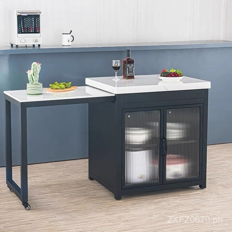 J Dining Table Integrated Bar Counter Kitchen Marble Movable Iron Side ...