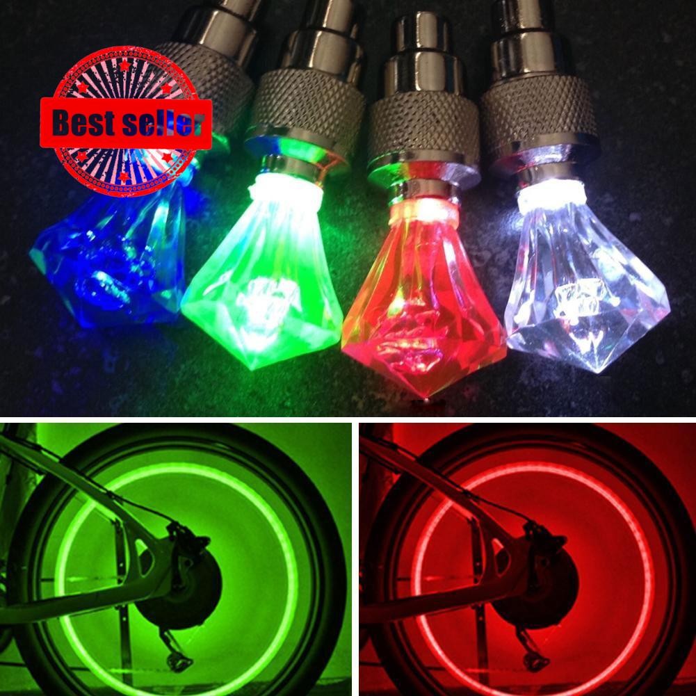 Led Mtb Wheel Air Nozzle Light Bicycle Motorcycle Caps Night Valve ...