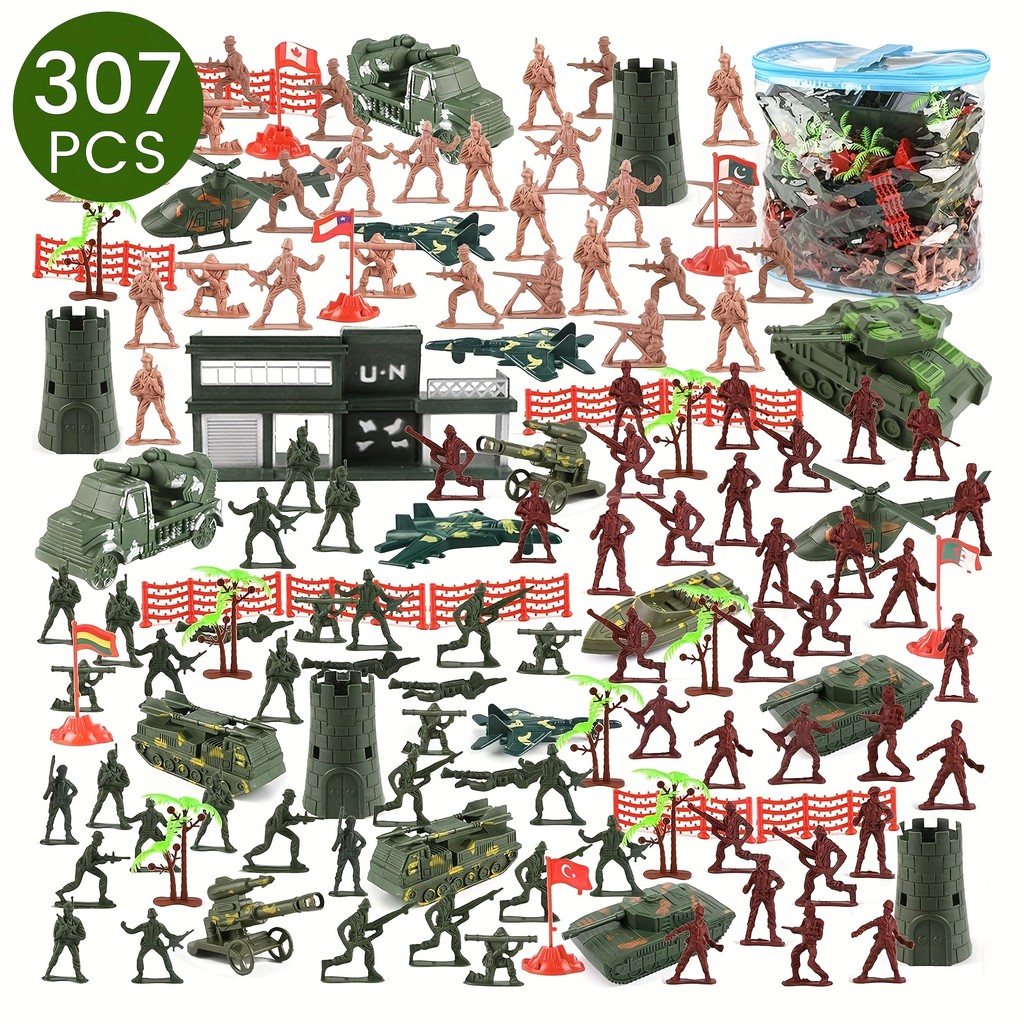 307pcs Army Men Military Battle Set with Storage Container Plastic ...