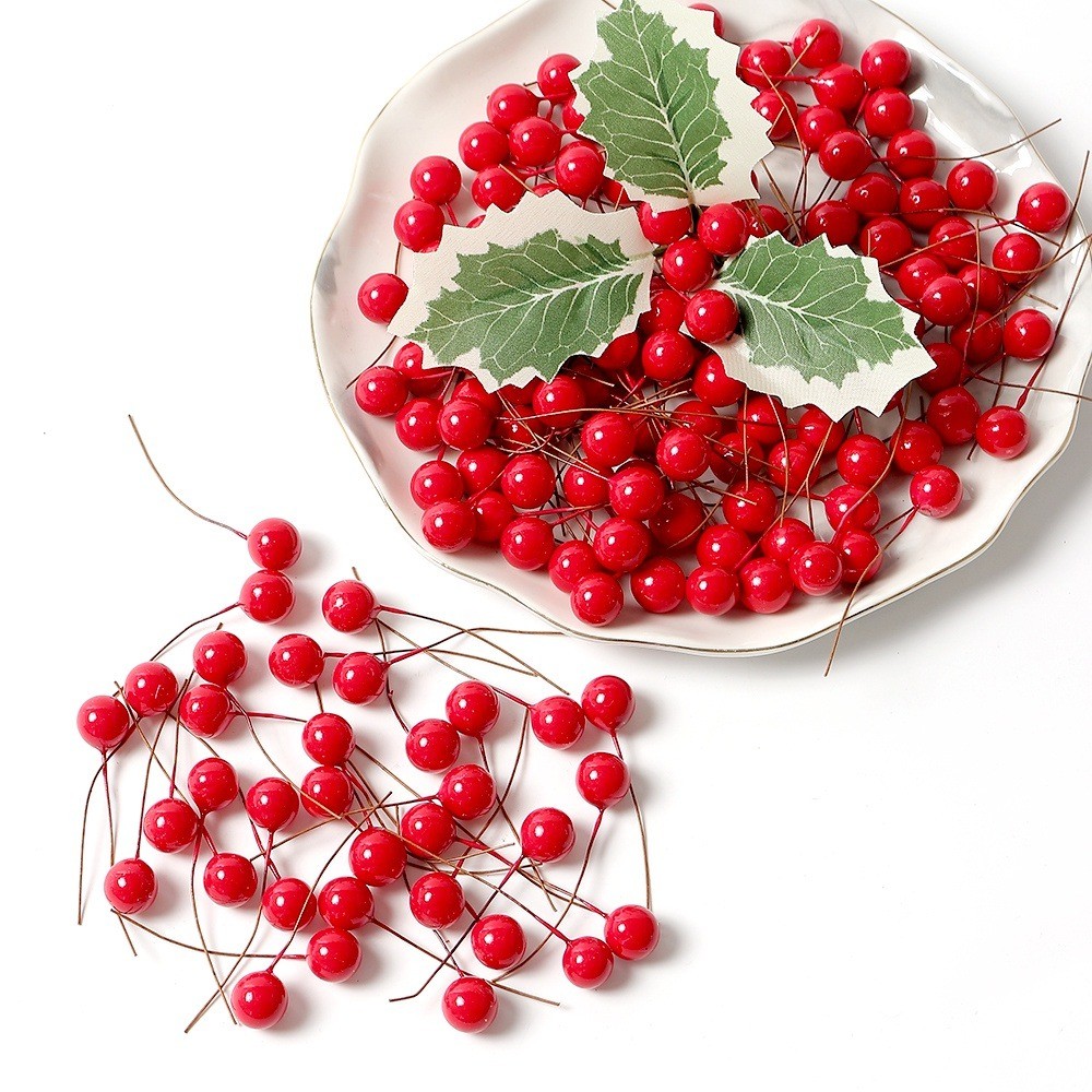 50/100Pcs Artificial Mini Berries Red Colorful Fake Berries Cherry ...