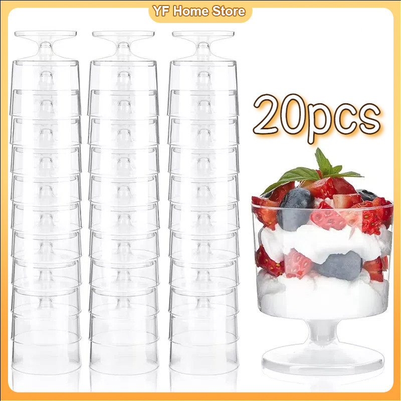 20pcs Clear Plastic Dessert Cups 2 Oz Mousse Cup Disposable Goblet ...