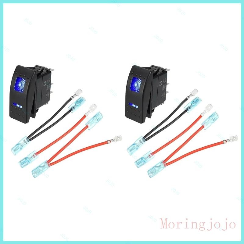 JoJo 2Pcs 12V 20A Light Switches Blue LED Light 5 Pin 2 Position Rocker ...