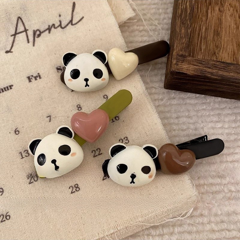 Cute panda headdress hair clip, girls broken hair bangs clip out cute ...