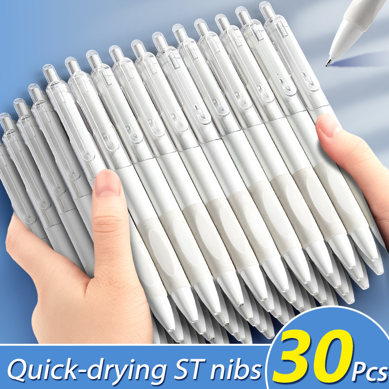 Retractable Gel Pen 0.5mm ST Tip White Color Sign Pen Press Ballpen ...