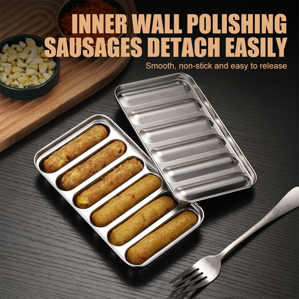 Sausage Mold 304 Stainless Steel Hot Dog Mold Homemade 6-Cavity Cooking ...