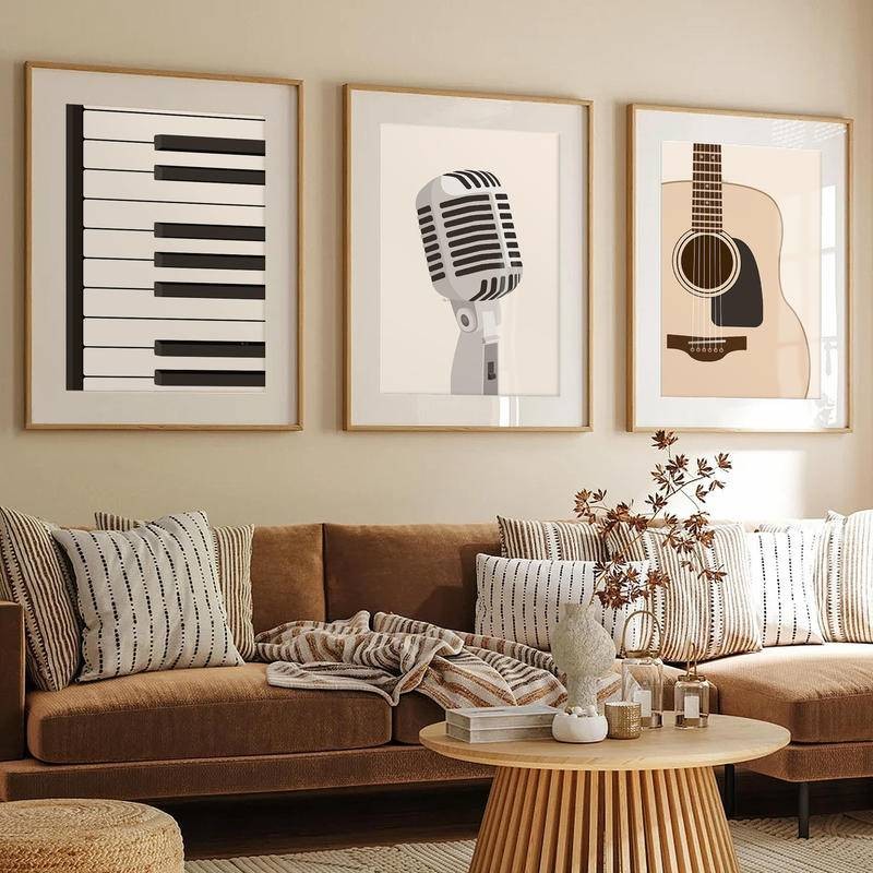 Music Posters Set Piano Guitar & Microphone Gifts for Musicians Music ...
