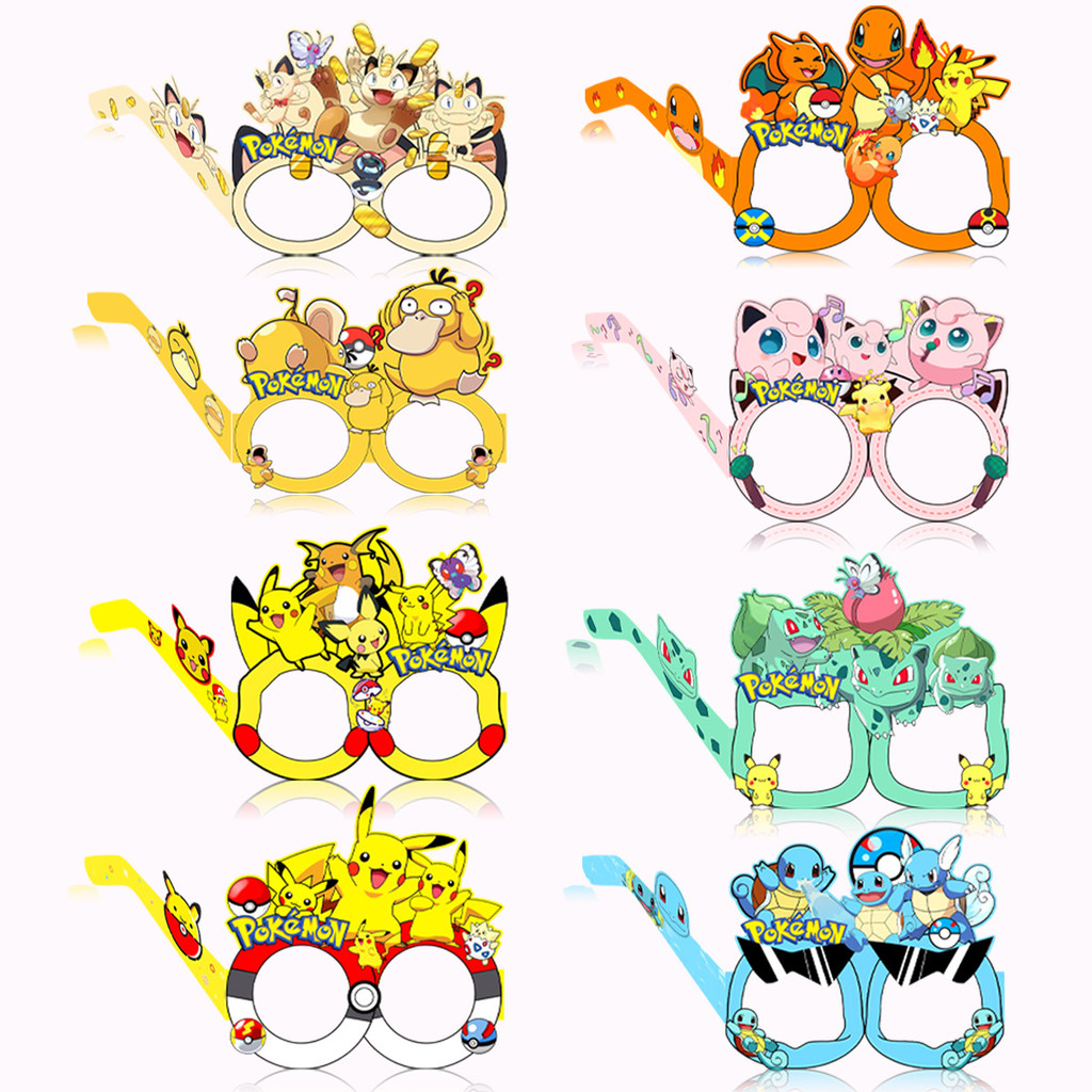 8pc/Lot Pokemon Go Pikachu Party Paper Eye Masks Kids Toy Paper Glasses ...