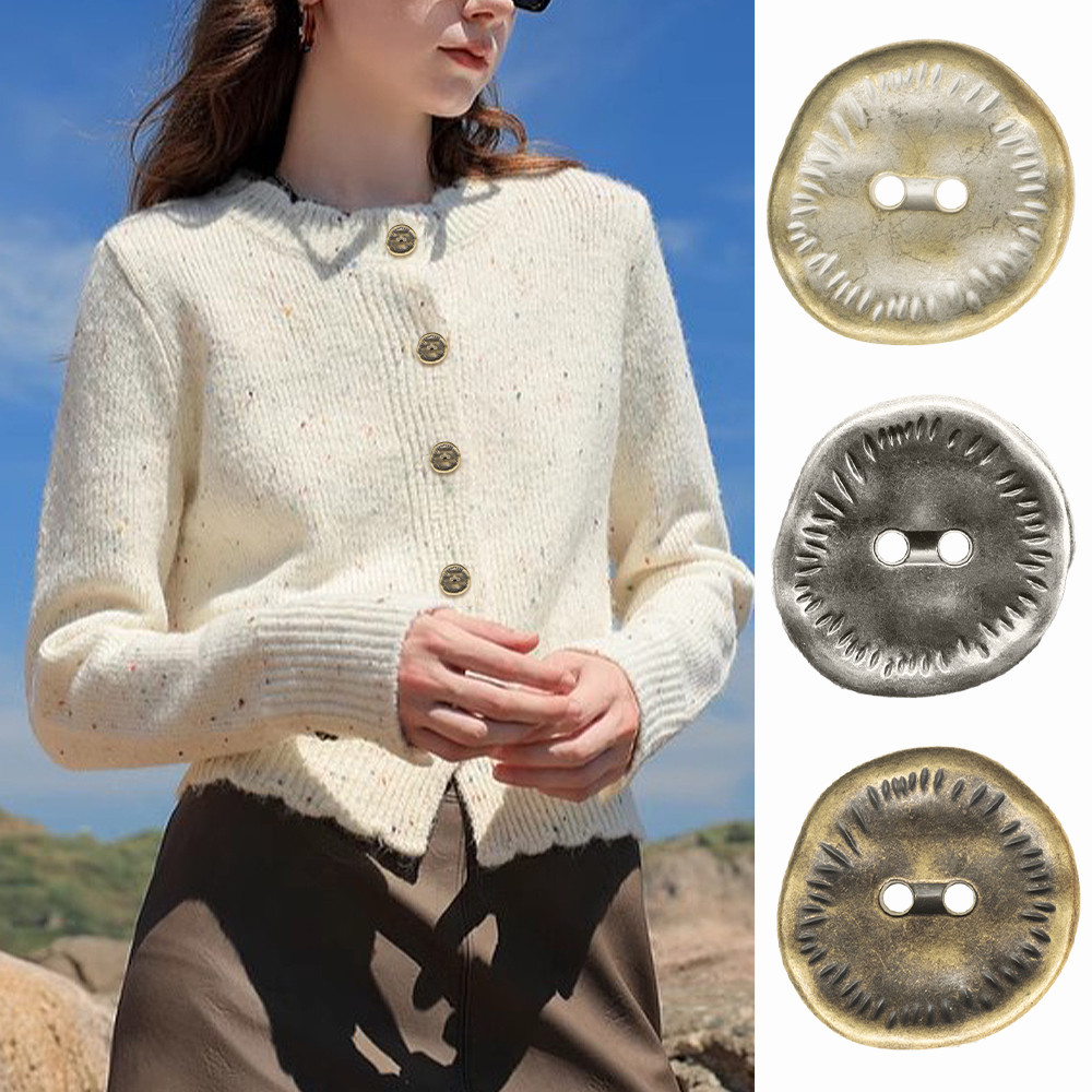 10PCS Vintage Distressed Metal Buttons 11.5-25mm - Antique Silver ...