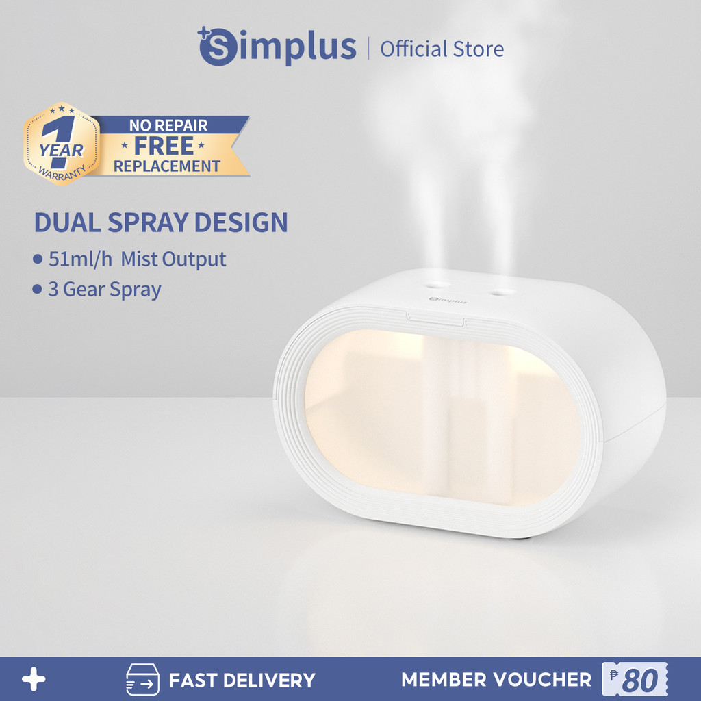 Simplus Humidifier Desktop Dual-Spray Humidifier with Ambient Light ...