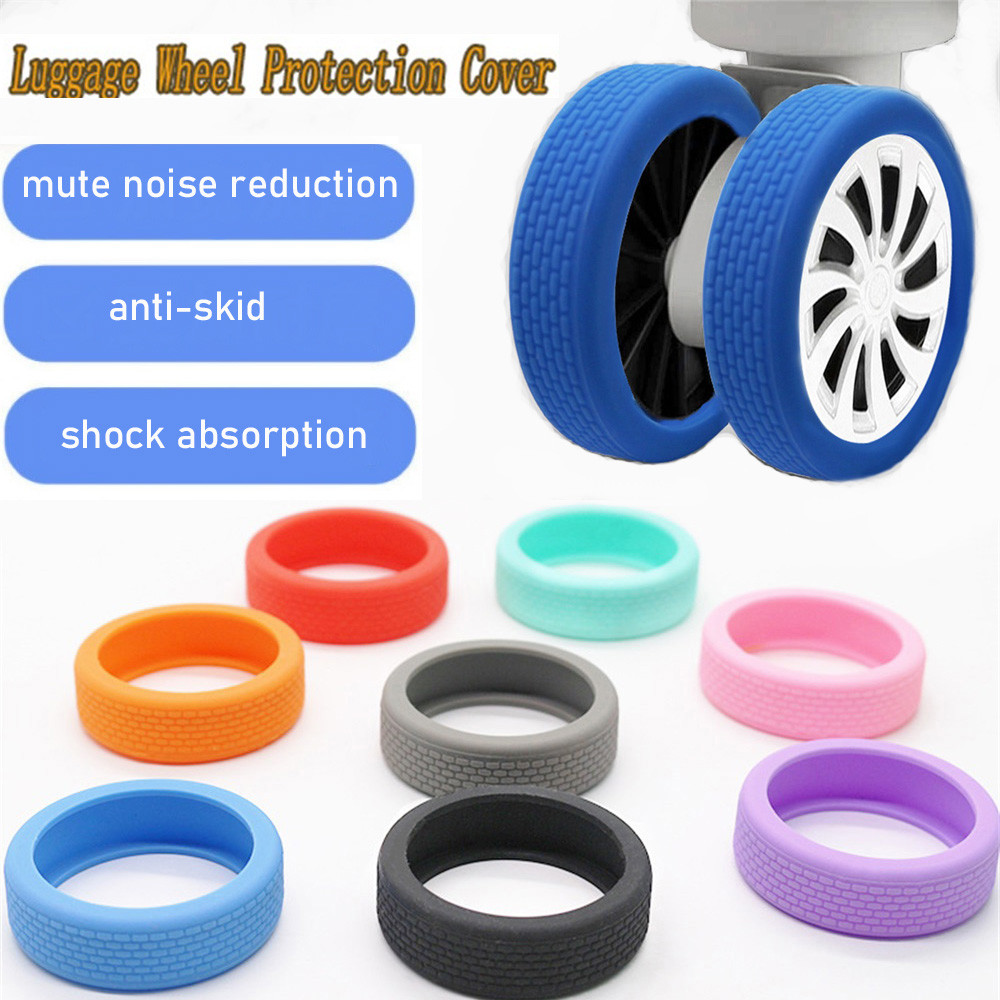 8pcs Silicone Silent Roller Luggage Suitcase Wheel Protection Cover ...