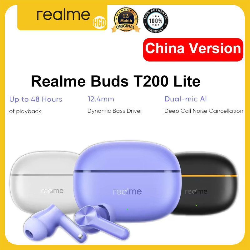 Realme Buds T200 Lite TWS Bluetooth Earphone 48 Hours Playback 12.4mm ...