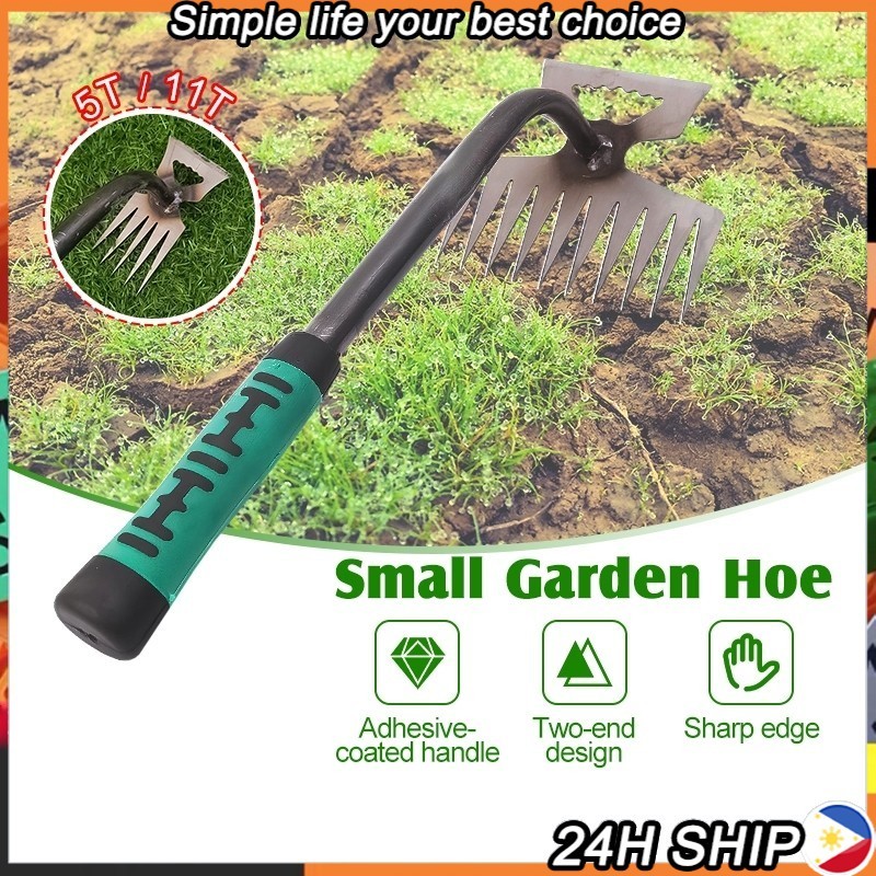 5/11 Tooth Iron Hoe 2 in 1 Hoe and Fork Dual-purpose Hoe Gardening ...