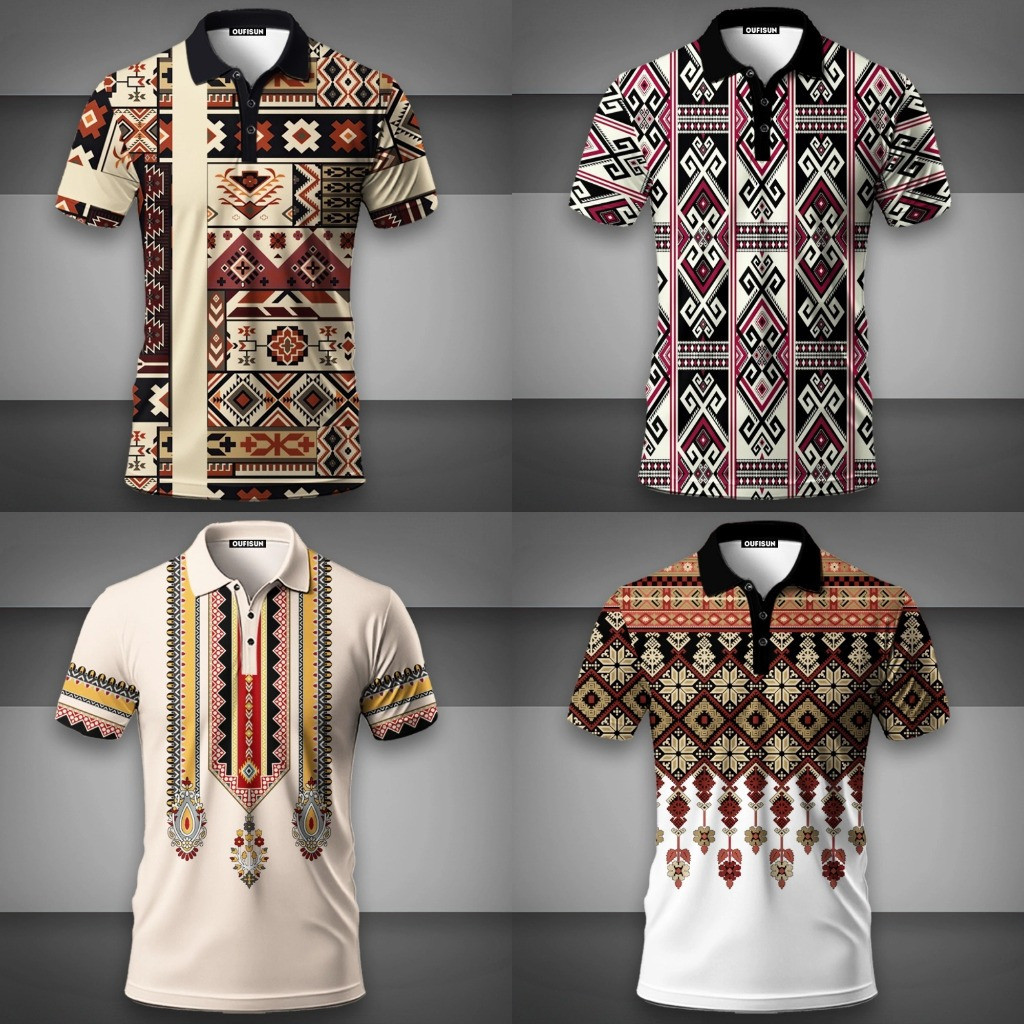 2025 Asean Attire Retro Polo Shirt Neck Short-Sleeved forMen Barong ...