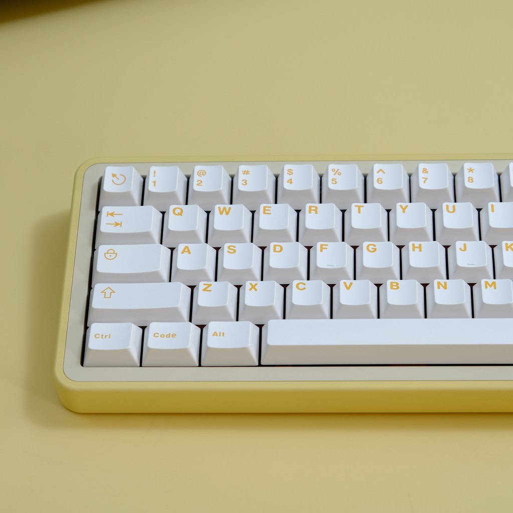 White Yellow Custom PBT Double Shot Keycaps 121 Keys Cherry Profile for ...