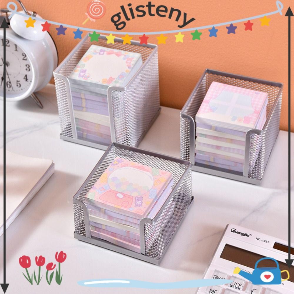 GLISTENY Mesh Cube Box, Mini Metal Desktop Note Box, School Stationary ...