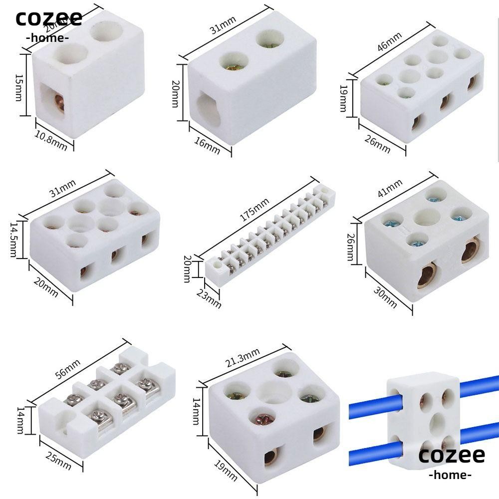 COZEE Ceramic Wiring Terminal Block, 2 In 2 Out 1 In 1 Out Screw Wire ...