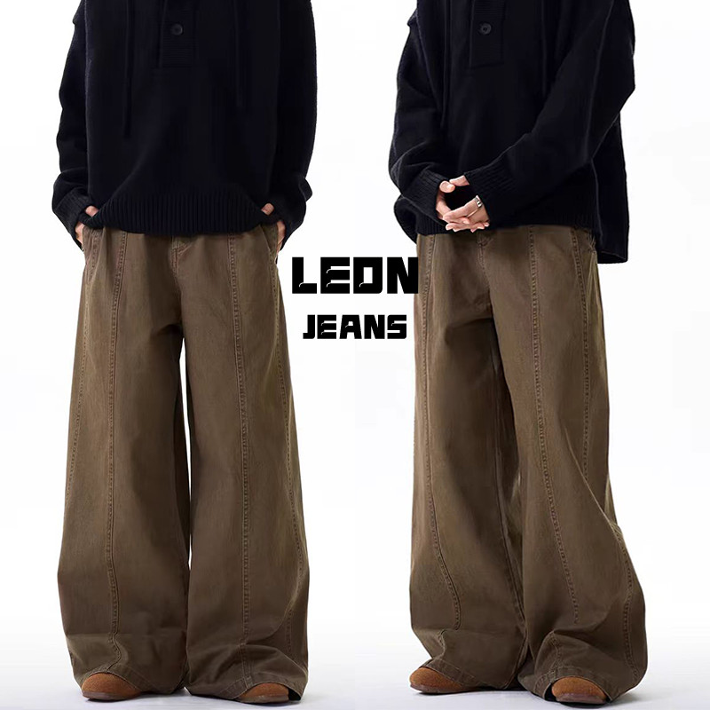 LEON Pants for Men Baggy Jeans Jnco Baggy Pants Maong Pants Brown/Black ...