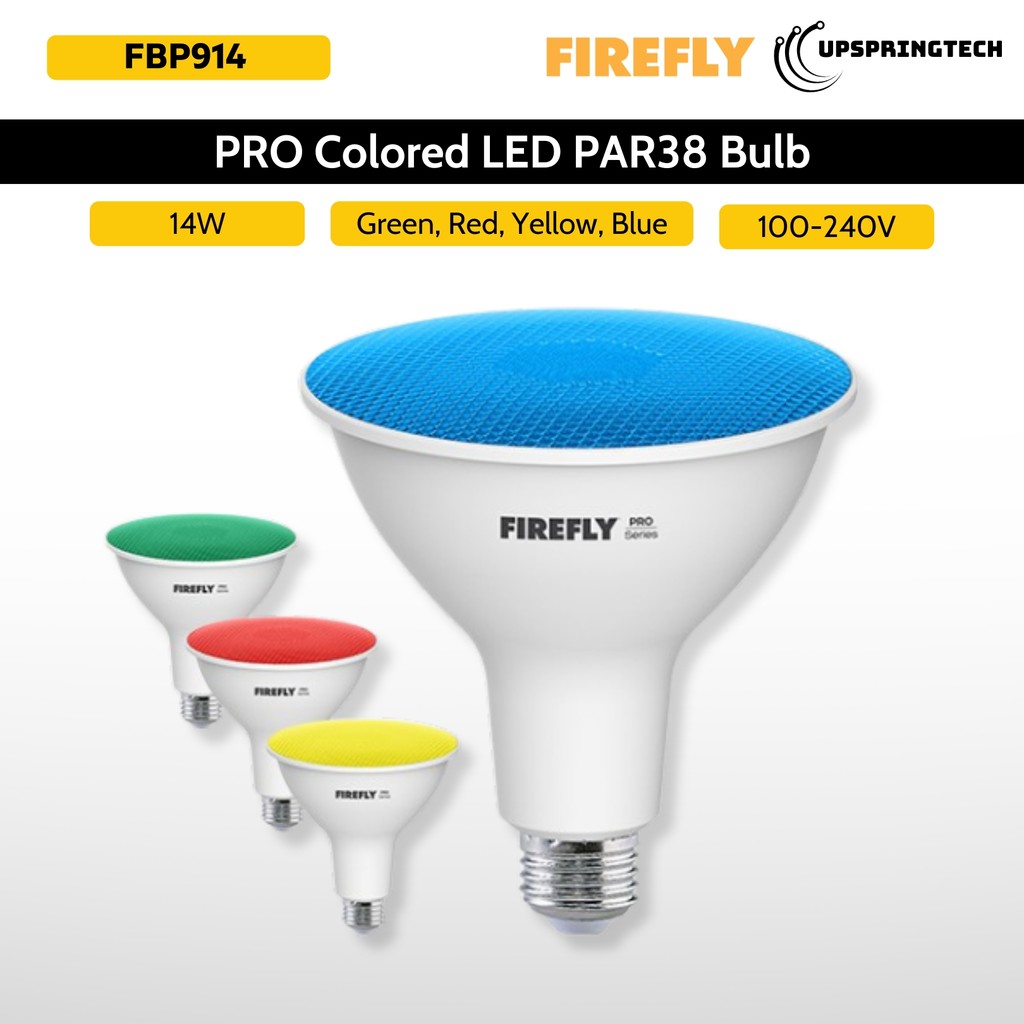 FIREFLY PRO Colored LED PAR38 Bulb 14W | E27 Base | 100-240V | 25,000 ...