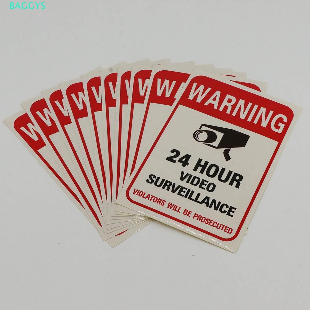 BAGGYS Warning Sticker PVC Security Camera Sign 24 Hour Monitor Camera ...