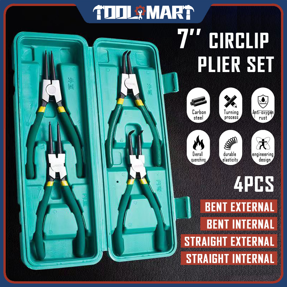 4-pack 7-inch circlip pliers straight bend internal and external pin ...