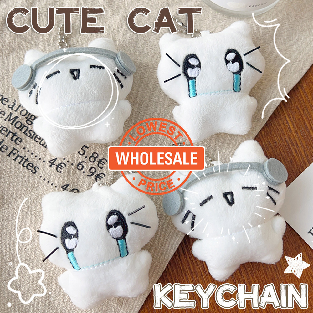 [Wholesale]Cartoon Cute Earphone Cat Keychain - Plush Crying Kitten ...