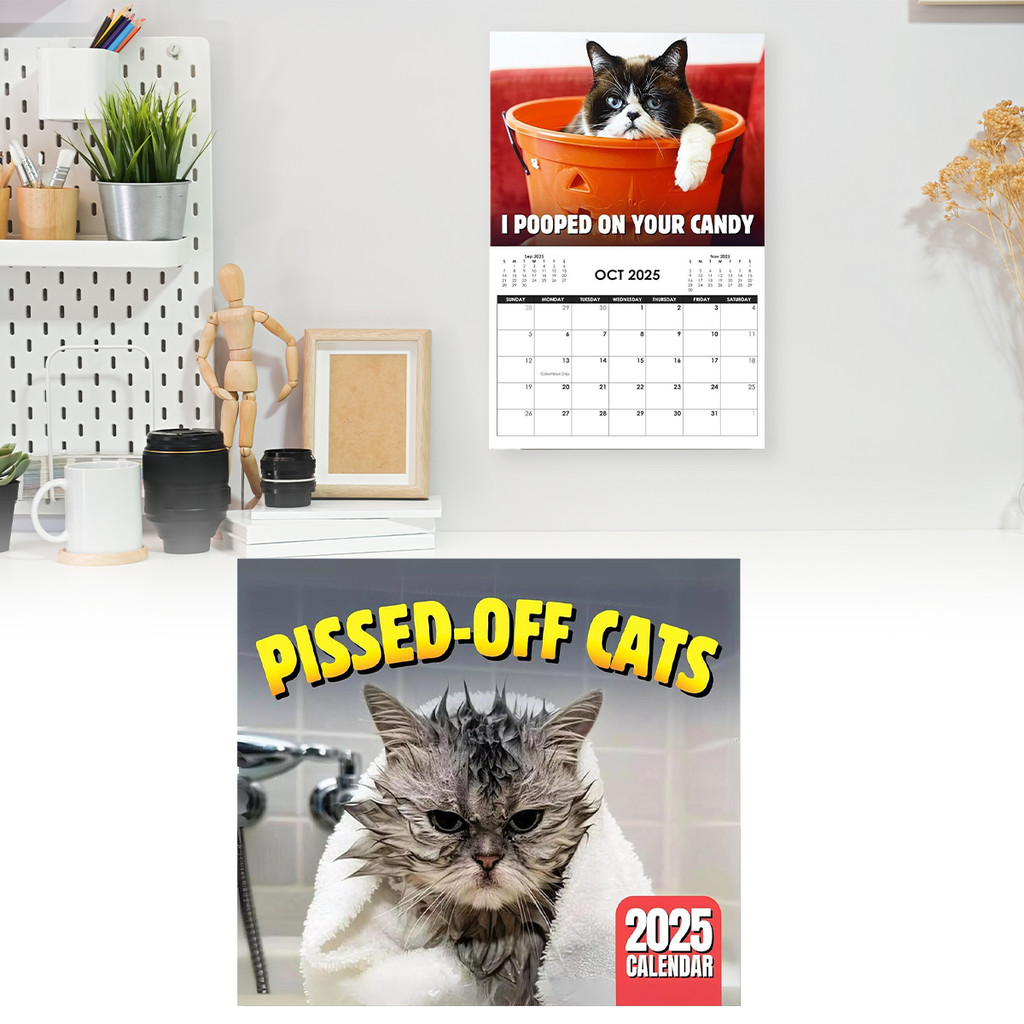 1Pcs Wall Calendar 2025 Cats Monthly Wall Calendar Cat Theme Family ...