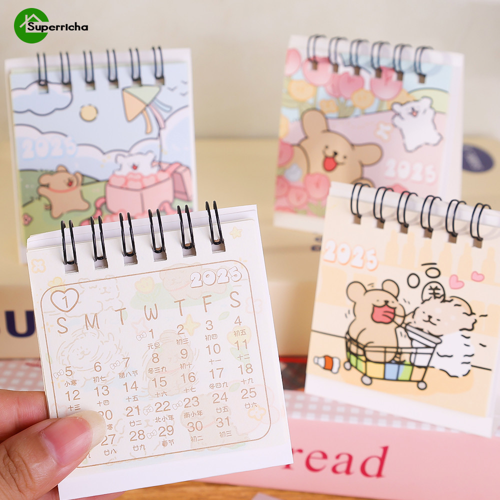 2025 Mini Desk Calendar - Cute Line Dog Standing Calendar - Student ...