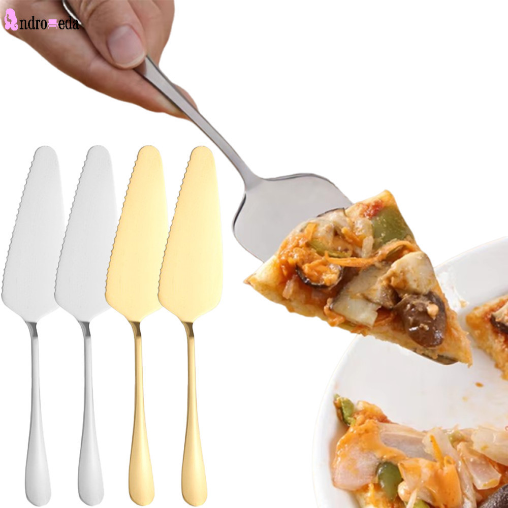 Silver Gold Stainless Steel Serrated Edge Cake Spatula Long Handled ...
