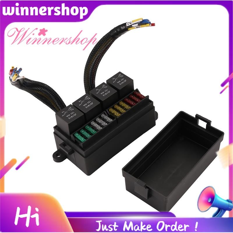 12V Car Fuse Relay Box Pre-Wired Fuse and Relay Box with 4 Relay 12 Way ...