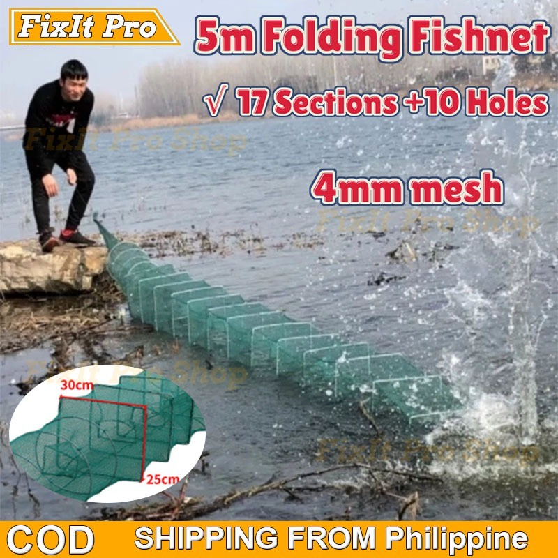 5m Shrimp Cage Fishing Net Lobster Fish Breeding Net Folding Fishnet 17 ...