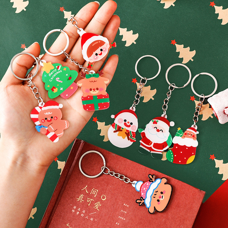 1Pc Creative Cartoon Christmas Elk Acrylic Key Chain Bag Decorative ...