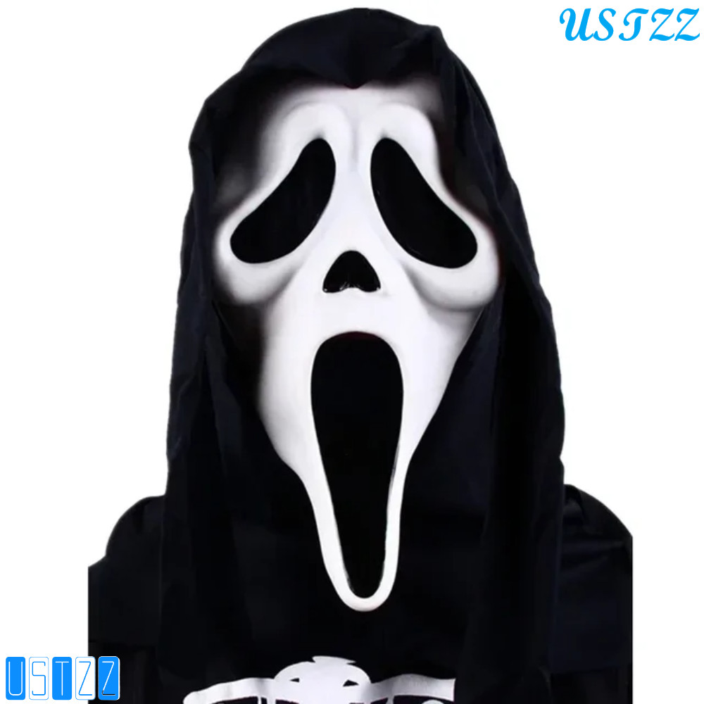 USTZZ Screaming Ghost Face Mask, Horror Spooky Halloween Ghost Face ...