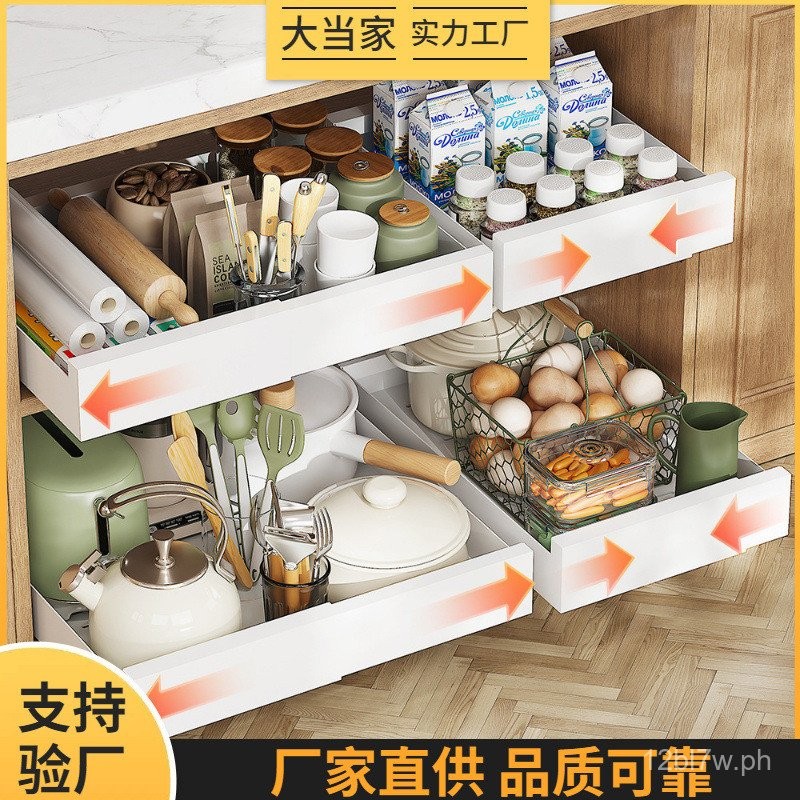 Kitchen Rack Cabinet Multi-Function Drawer Dish Rack Installation-Free ...