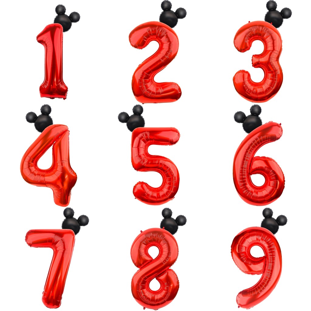 32 Inch Red Number Balloons 1-9 Number for Kids Wedding Birthday Party ...