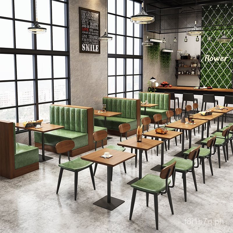 Coffee Shop Table and Chair Combination Western Restaurant Retro ...