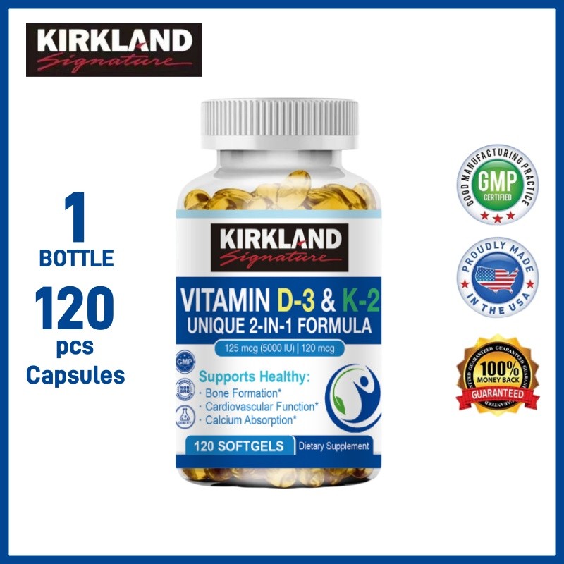 KIRKLAN Vitamin D3 5000 IU with K2 (MK7) Enhance Immune System Supports ...