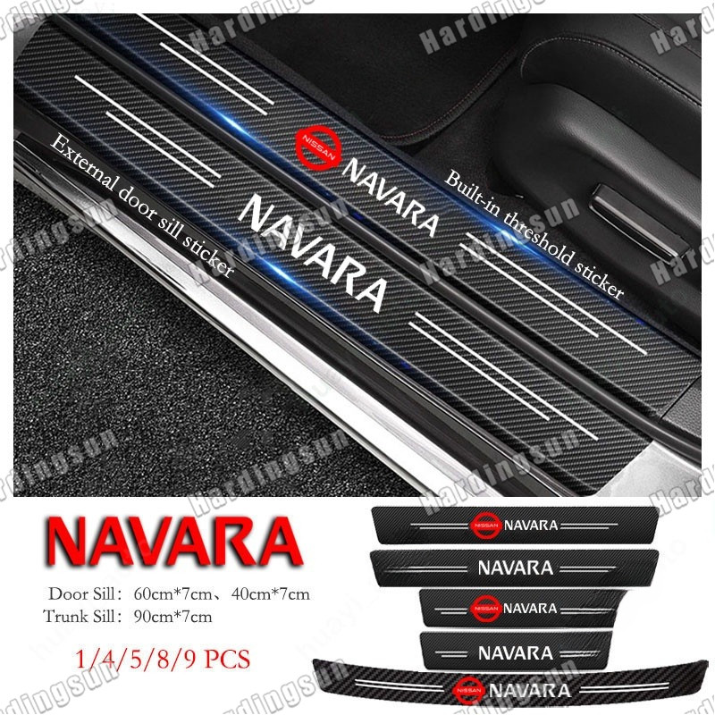 Nissan Navara Car Door Sill Sticker Anti-Scratch Carbon Fiber leather ...