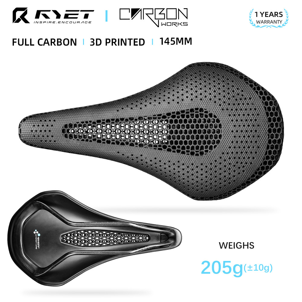 RYET 3D printed Saddle Ultra Full Carbon Bike Saddle 205g High Modulus Carbon Fiber Base for MTB ...